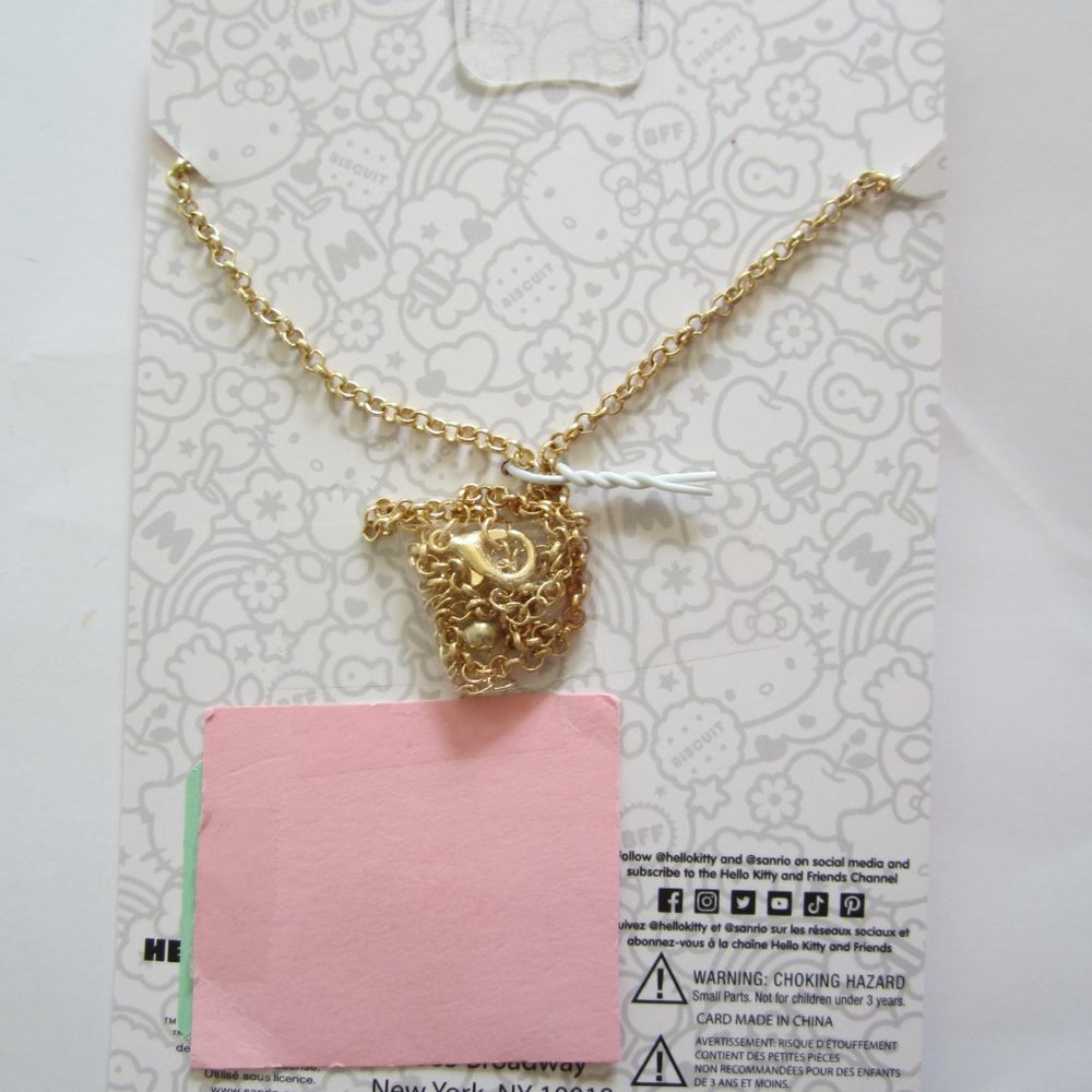 Hello Kitty Sanrio Rhinestone Gold Necklace - Gem